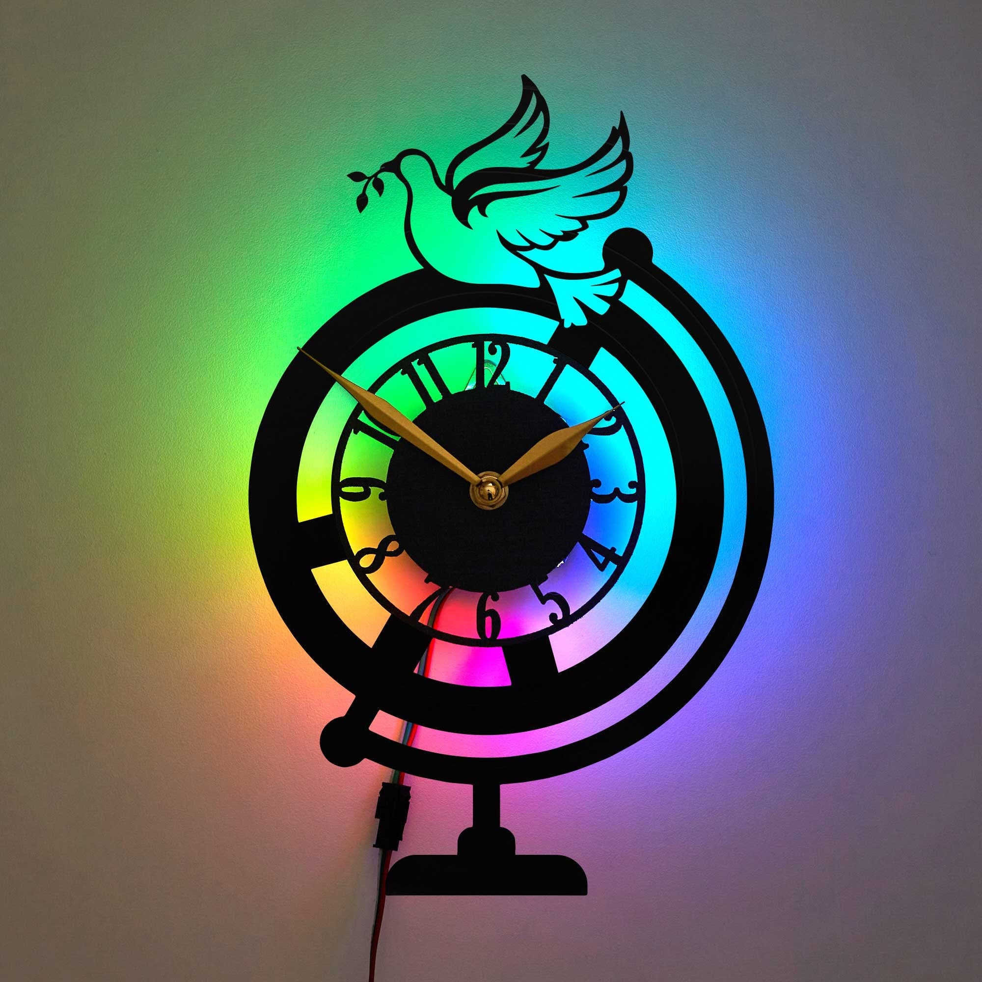 Peace Clock, Globe Design Clock, Peace Symbol Clock, World Theme Clock ...